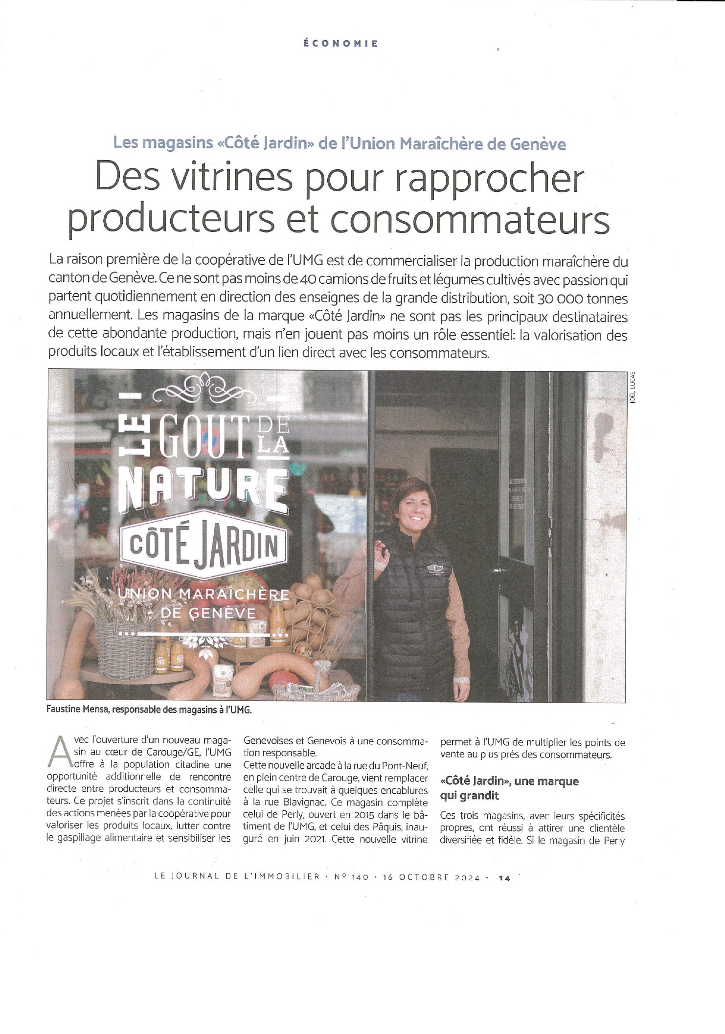 Article magasin - Union Maraîchère de Genève